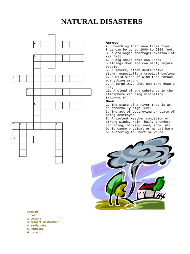 Crossword Puzzle Natural Disasters Crosswords 33164 | PDF