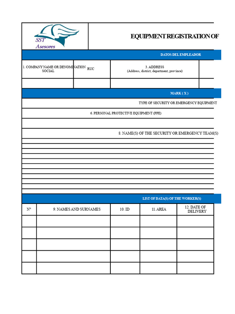 Safety or Emergency Equipment Registration | PDF