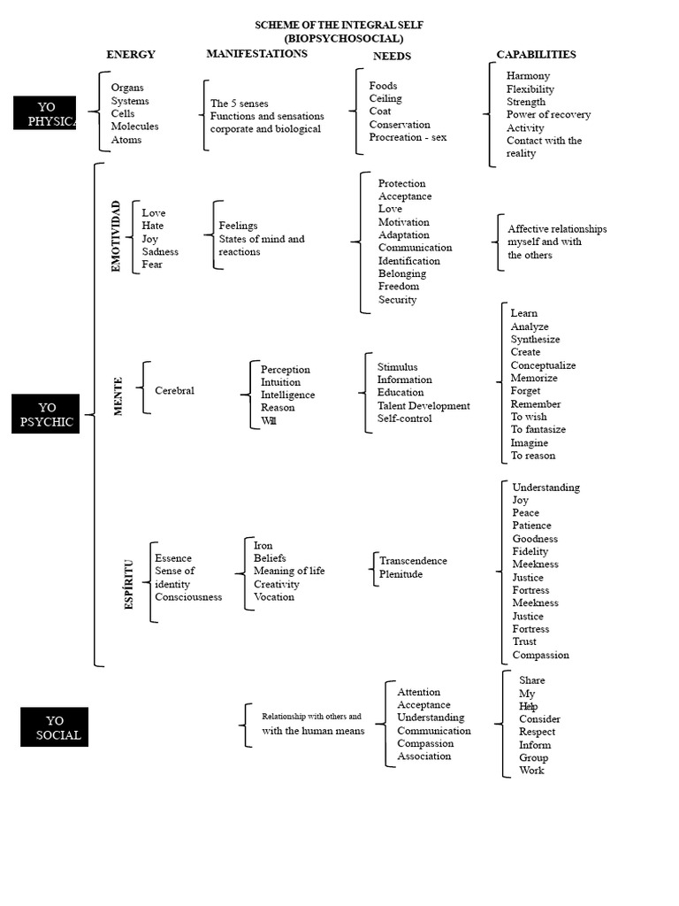 Schema of The Integral Self | PDF | Mind | Psychology