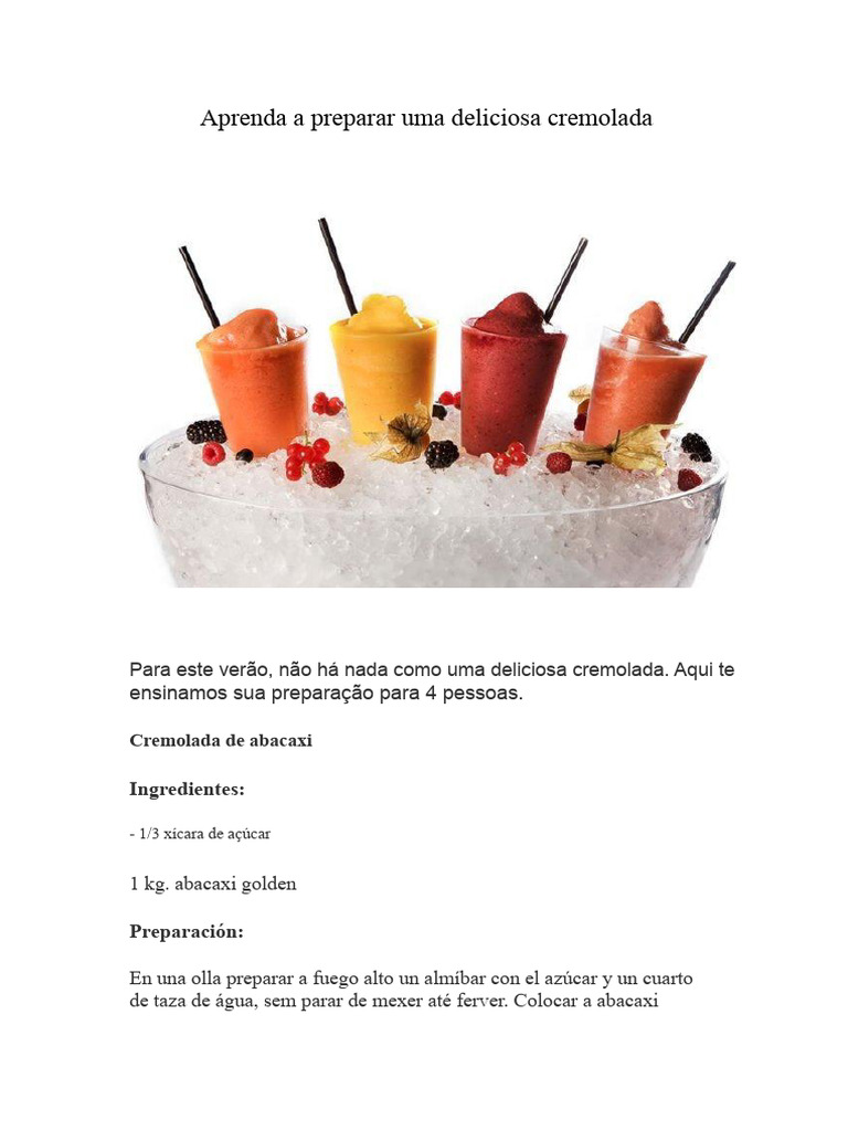 Aprenda A Preparar Uma Deliciosa Cremolada | PDF