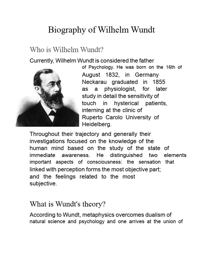 Wilhelm Wundt: Father of Psychology | PDF