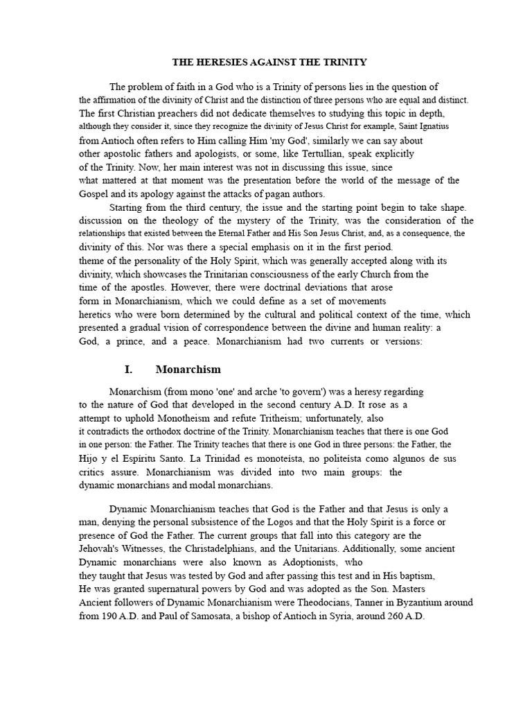Trinitarian Heresies Explained | PDF | Trinity | God The Father
