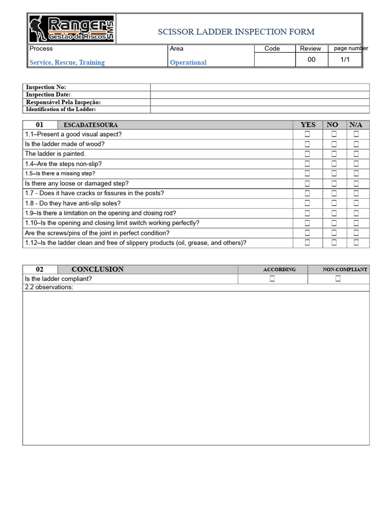 Scissor Ladder Inspection Sheet | PDF