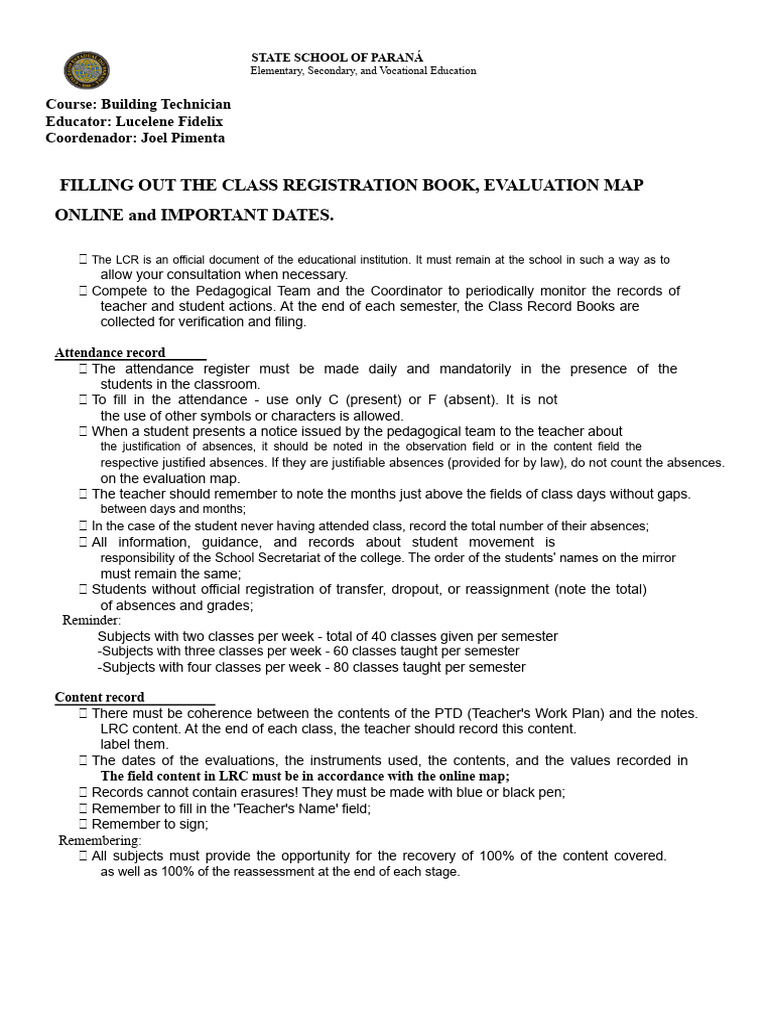 Class Registration and Evaluation Guide | PDF