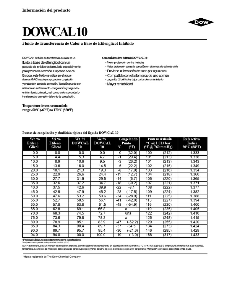 235897863-Dowcal-10-Hoja de Datos Técnicos PDF | PDF | Calor | Hirviendo