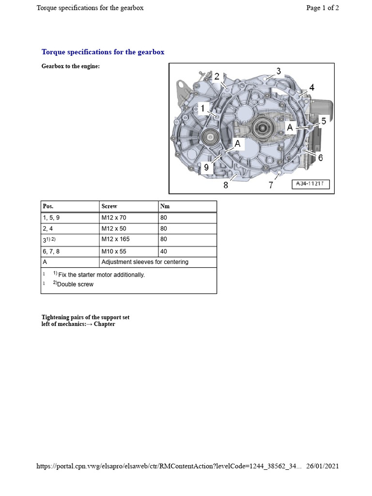 Torque Specifications For The Transmission | PDF