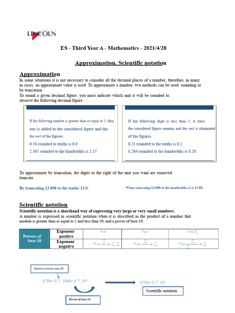 Approximation - Scientific notation - Real intervals | PDF | Numbers ...