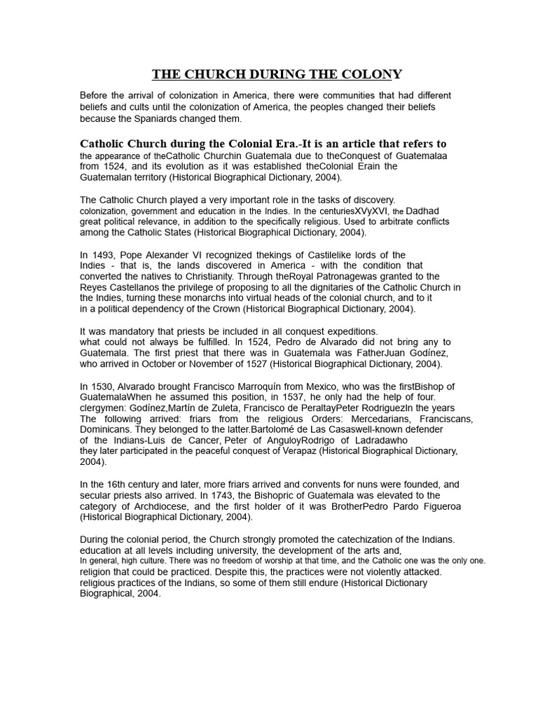 Catholic Church's Role in Colonial Guatemala | PDF | Spanish ...