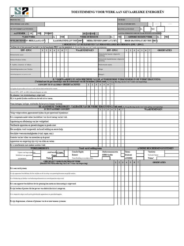 Toestemming voor Werk met Gevaarlijke Energieën | PDF