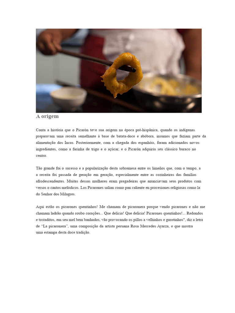 Origem e Tradição do Picarón Peruano | PDF