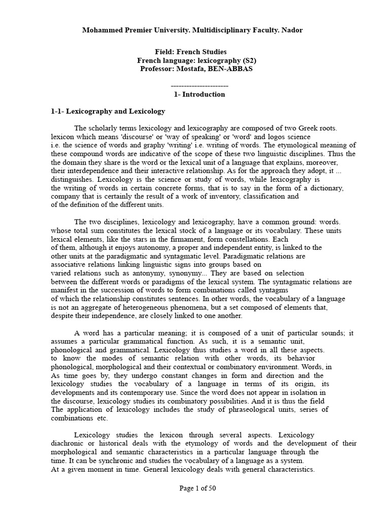 Lexicography and Lexicology Overview | PDF | Lexicography | Lexicology