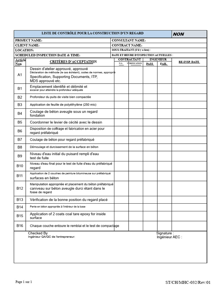 Liste de Contrôle Pour La Construction de Bouchons D'aération 01 | PDF ...