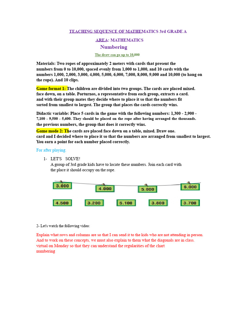 Didactic sequence. 3rd grade. Mathematics | PDF