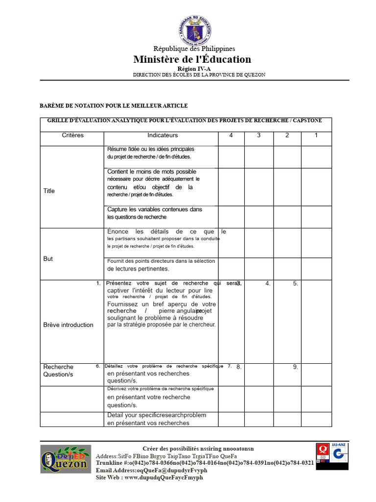 Barème d'évaluation des projets de recherche | PDF | Internet ...