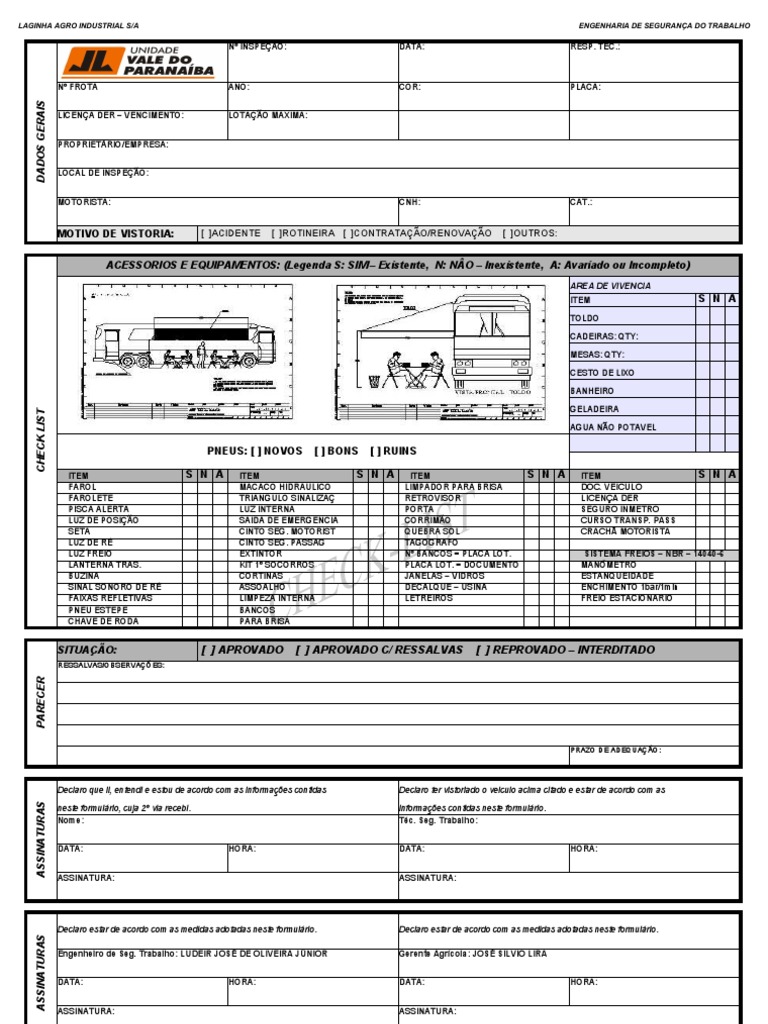 Model Check List Onibus | PDF | Veículo motorizado | Veículos terrestres
