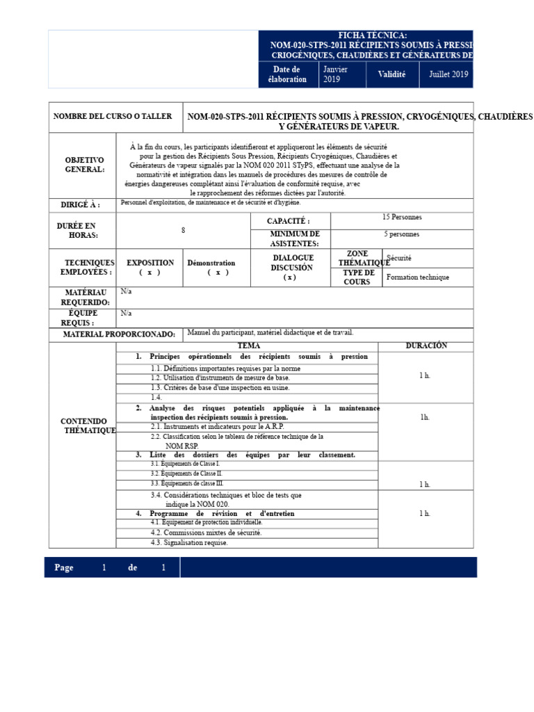 Formation sur la NOM-020-STPS-2011 | PDF | Sécurité