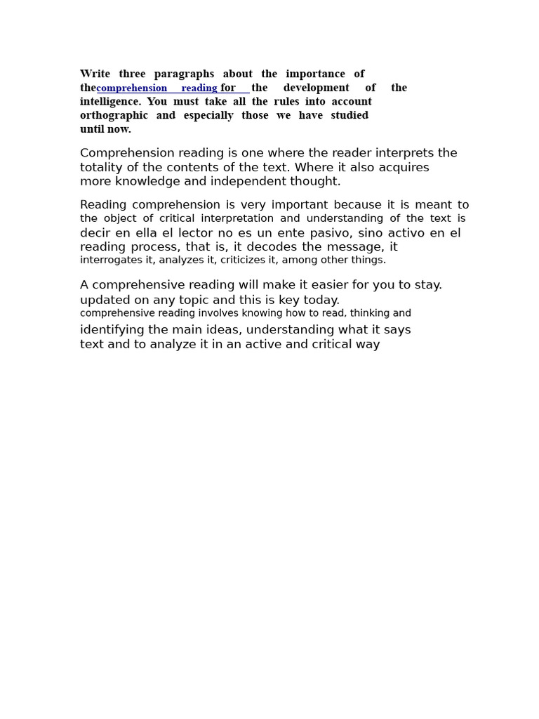 Write Three Paragraphs About The Importance of The | PDF