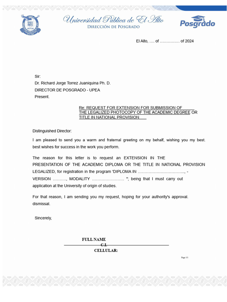 Model Letter of Extension Diploma 2024 | PDF