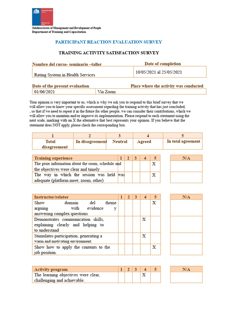 Training Activity Satisfaction Survey | PDF | Learning | Evaluation