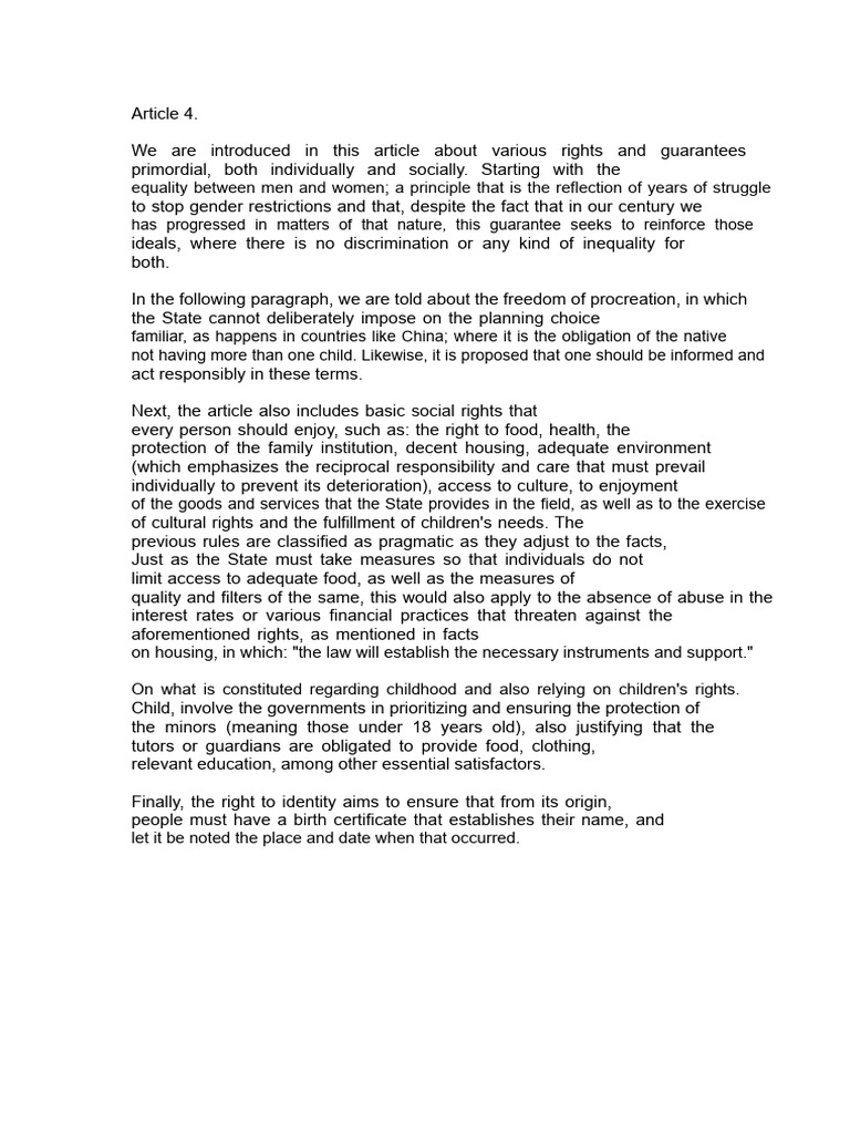 Summary of Article 4 and 5 of the Mexican Constitution: Article 4 ...