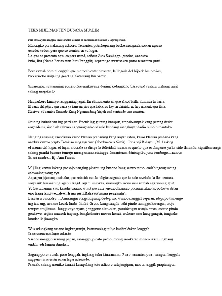 4. TEXTO DEL PROCESO MIJIL TEMANTEN PUTRI VESTUARIO JAWA HIJAB | PDF ...