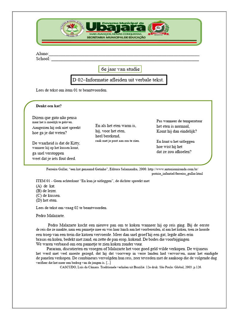 6 Jaar - D 02 - Versie Leerling - Informatie Afleiden Uit Verbale Tekst ...