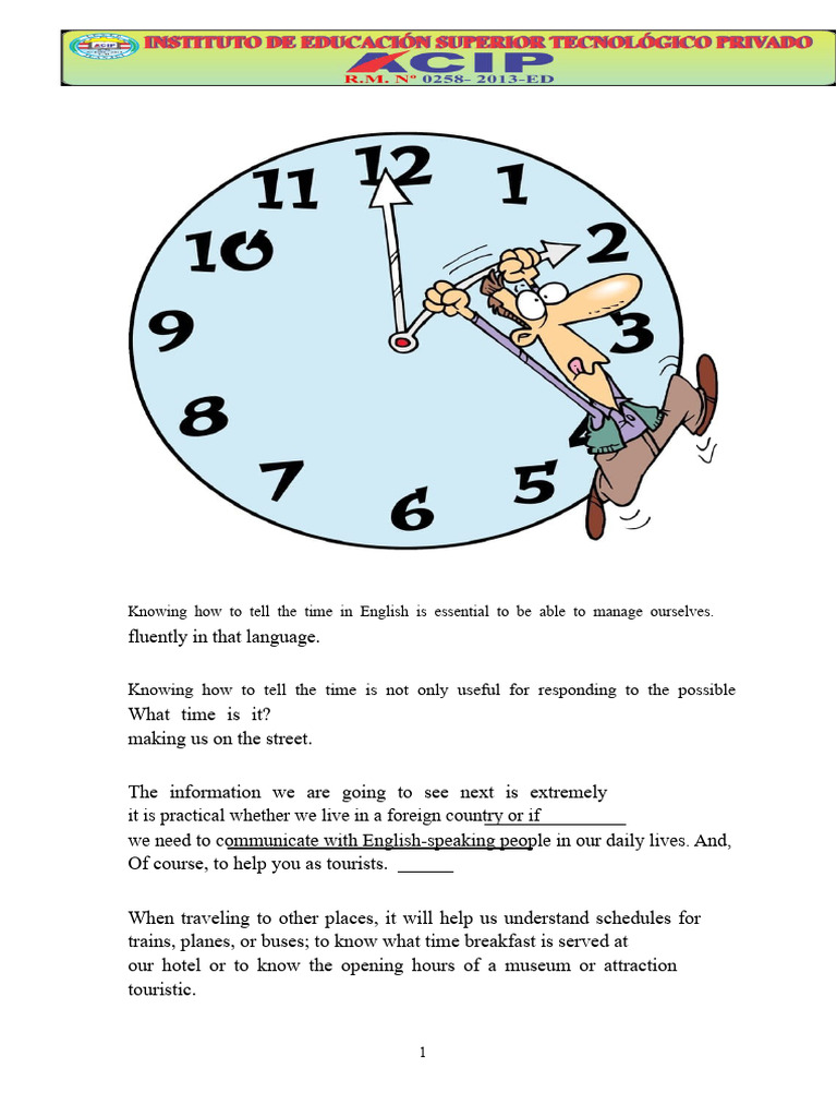 Telling Time in English | PDF | Hour | Human Communication