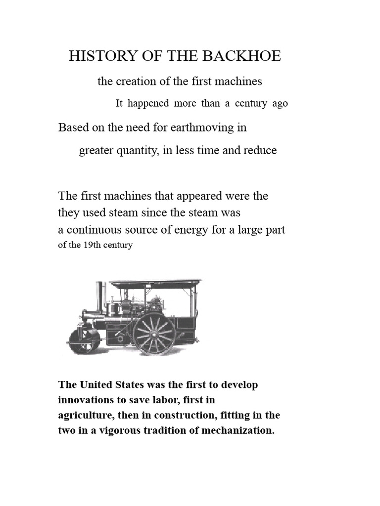 History and Evolution of the Backhoe | PDF | Loader (Equipment ...