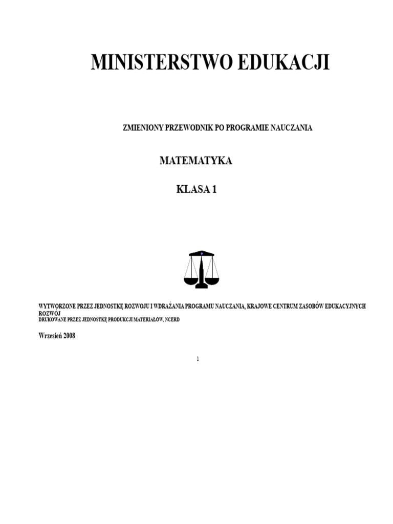 Przewodnik Po Programie Nauczania Klasy 1 - Matematyka | PDF