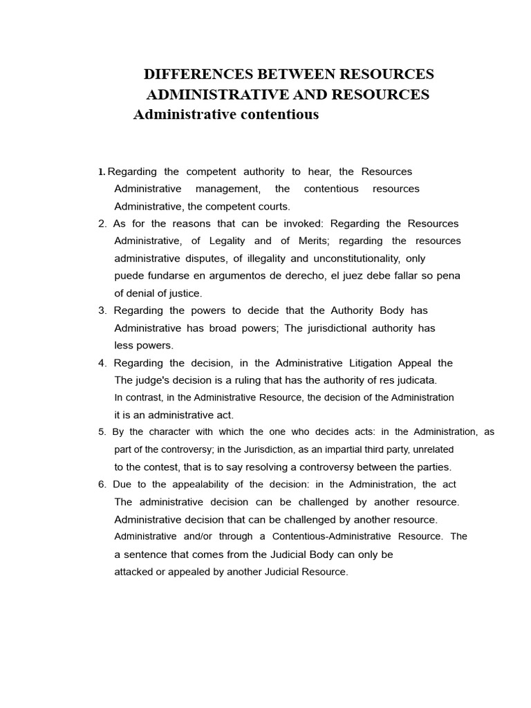 Administrative vs. Contentious Resources | PDF