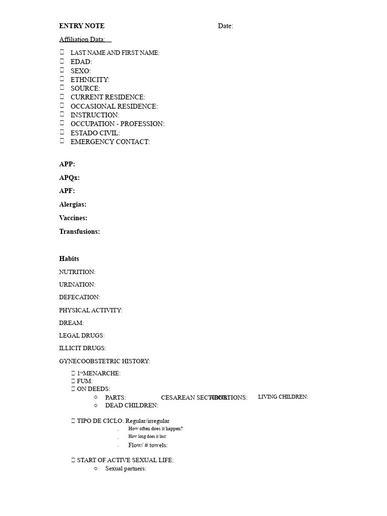 Patient Admission and Medical History Form | PDF | Medical Specialties ...