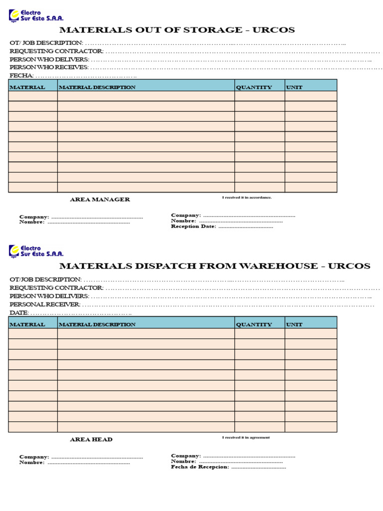 Materials Dispatch and Reception Form | PDF