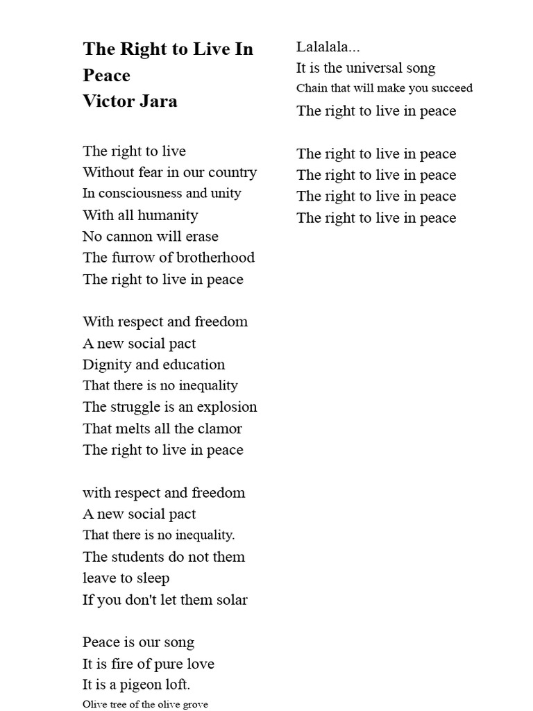 The Right To Live in Peace | PDF