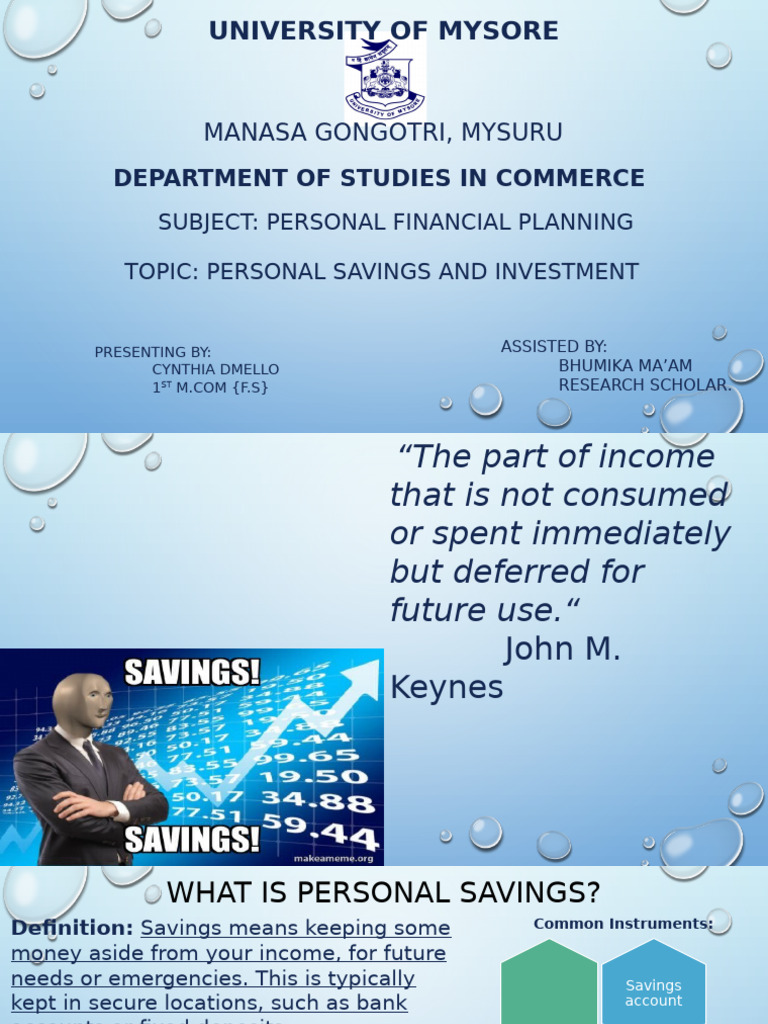 Personal Saving and Investment - 1 | PDF | Investing | Wealth