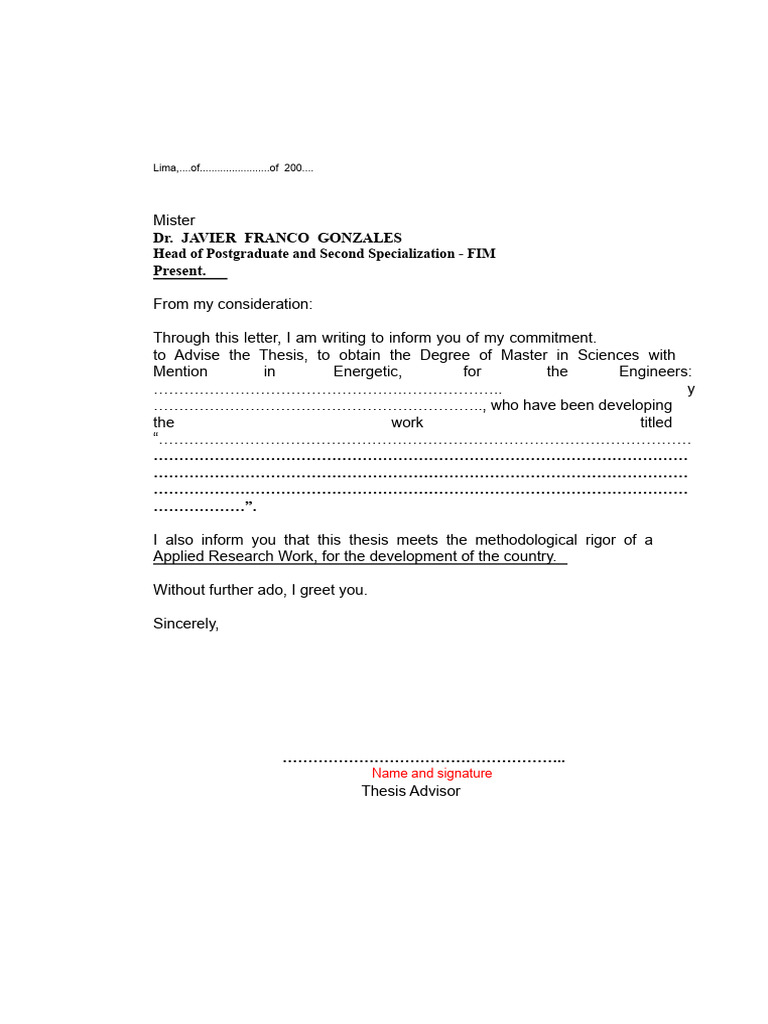 Commitment Letter Template For Advisor | PDF