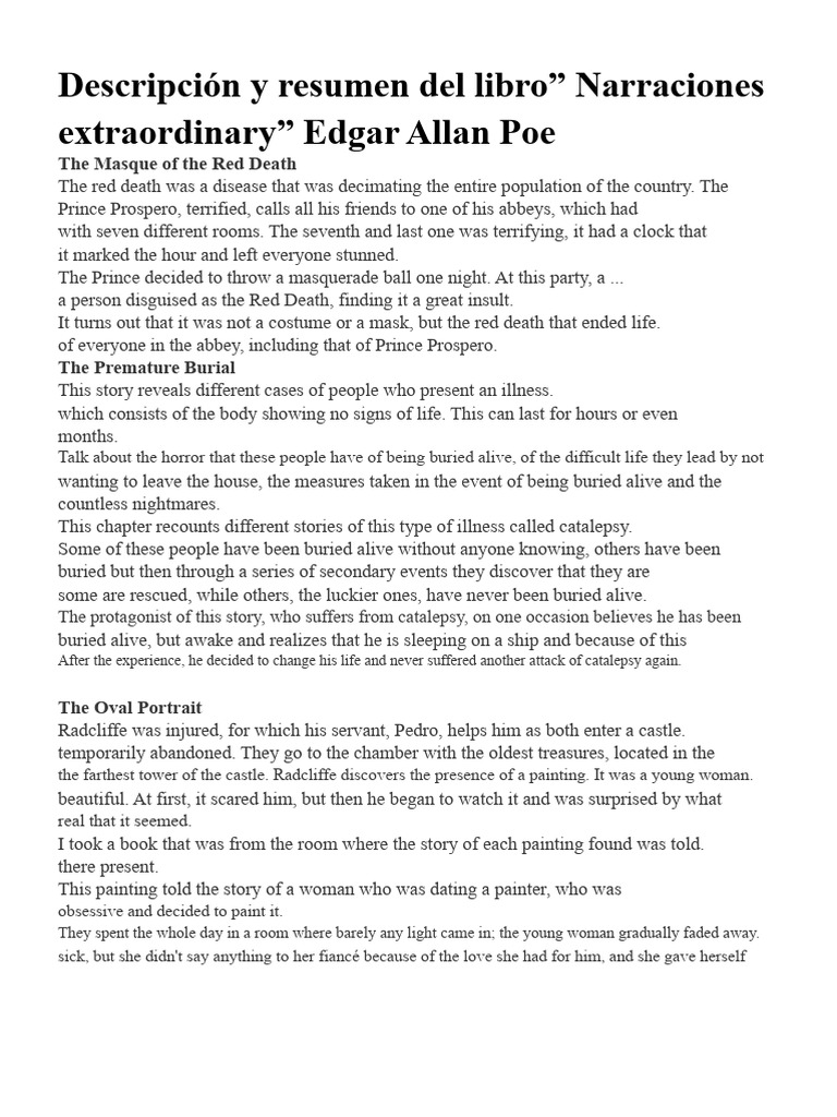 Description and Summary of Extraordinary Narrations | PDF
