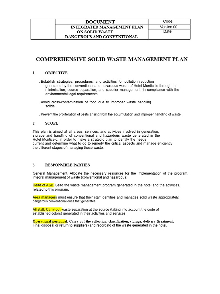 Comprehensive Solid Waste Management Plan (PMIRS) | PDF | Waste | Waste Management
