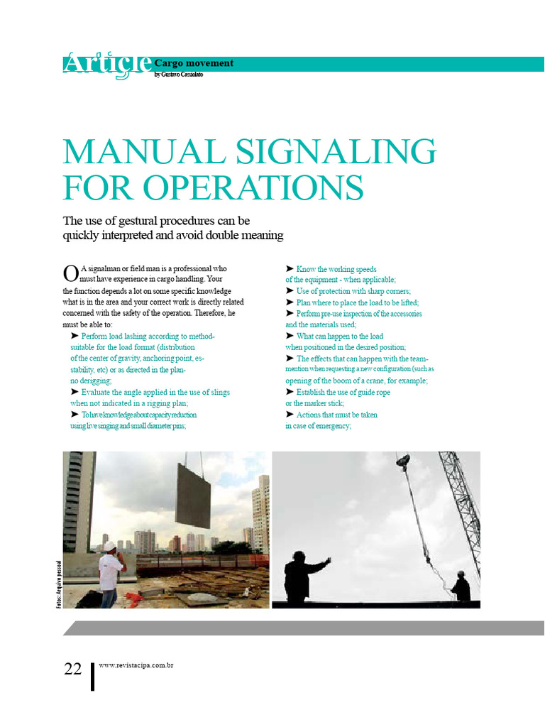 Manual Signaling For Load Handling Operations | PDF | Crane (Machine)