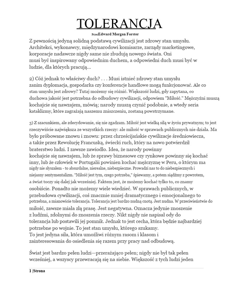 Tolerancja: 3) Z Szacunkiem, Ale Zdecydowanie, Się Nie Zgadzam. Miłość ...