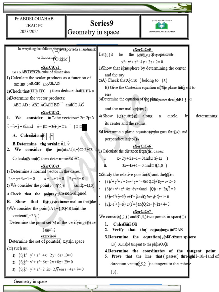 Geometry in space 2nd year of high school | PDF | Sphere | Line (Geometry)
