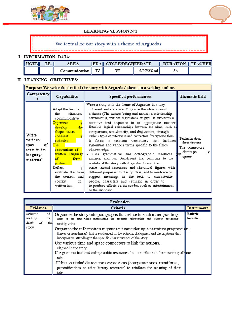 1° WE TEXTUALIZE ARGUEDAS STORY-SEM.1-EXP.4-COMMUNICATION | PDF | Narrative | Learning