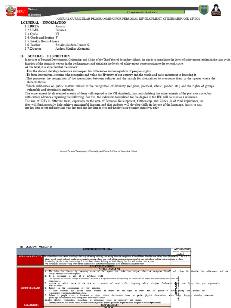 Personal Development, Citizenship, and Civics Third Grade | PDF ...