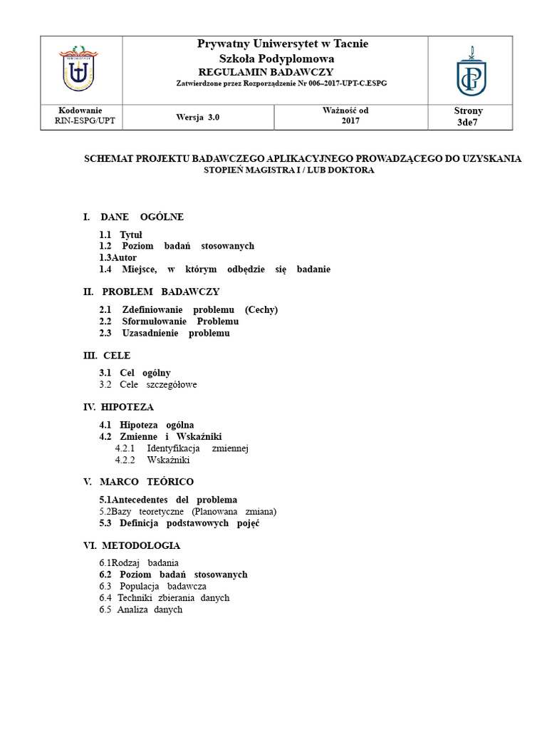Nowy Schemat Projektu Badań Stosowanych PDF | PDF
