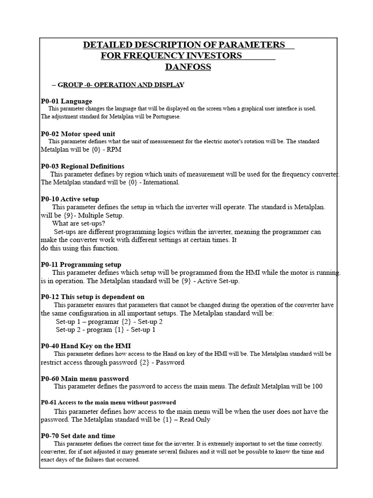 Danfoss Frequency Inverter Parameters Guide | PDF | Parameter (Computer ...