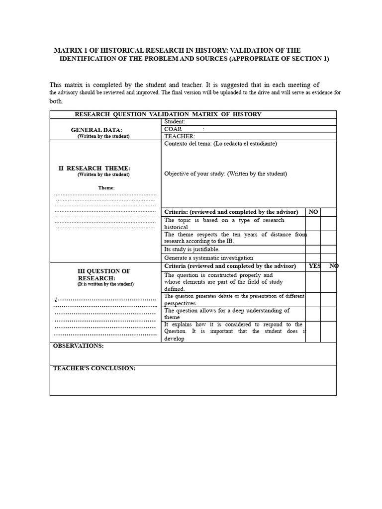 Validation matrices for Historical Research | PDF | Matrix (Mathematics ...