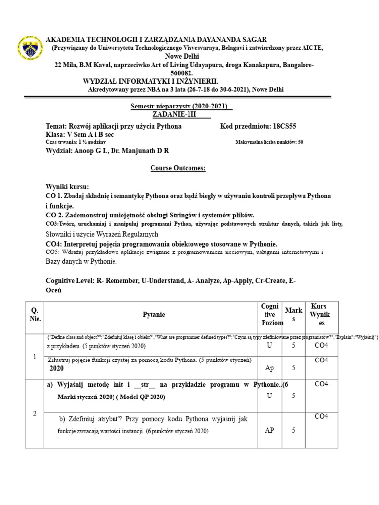 Zadanie 3 Python | PDF