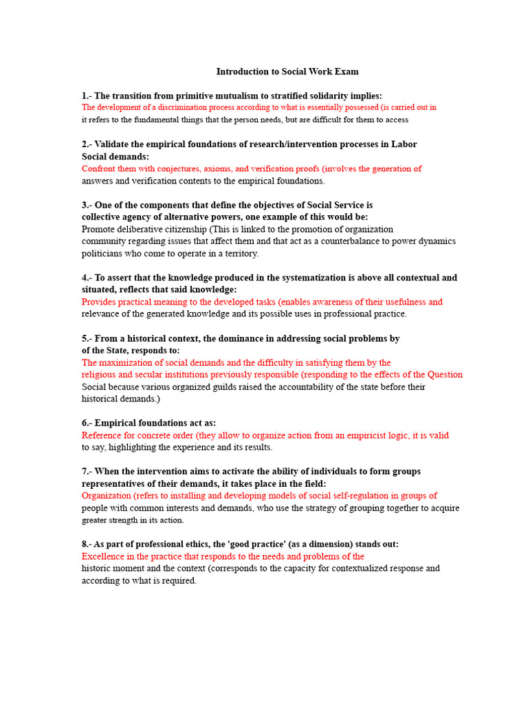 Social Work Exam Overview and Key Concepts | PDF | Knowledge | Social Work