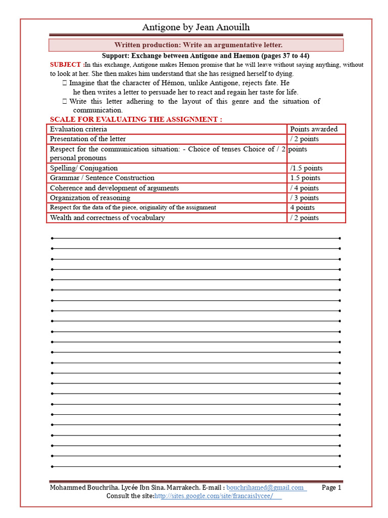 Written Production - Write An Argumentative Letter. | PDF