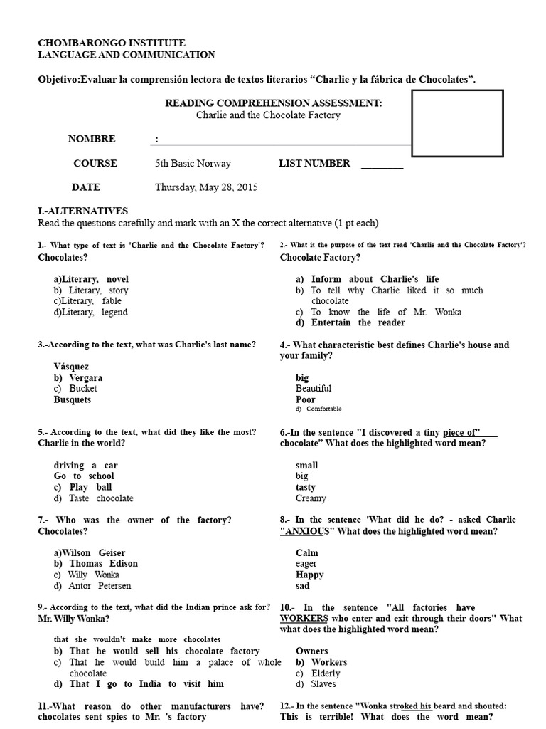 Charlie and The Chocolate Factory | PDF | Grammar | Linguistics