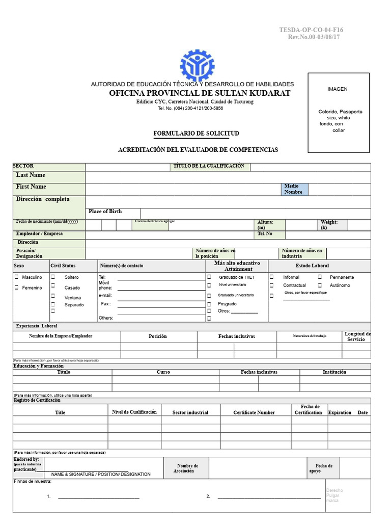 Formulario de Solicitud | PDF